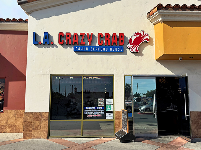 The unassuming exterior of L.A. Crazy Crab belies the seafood treasures within. That happy hour sign is practically calling your name.
