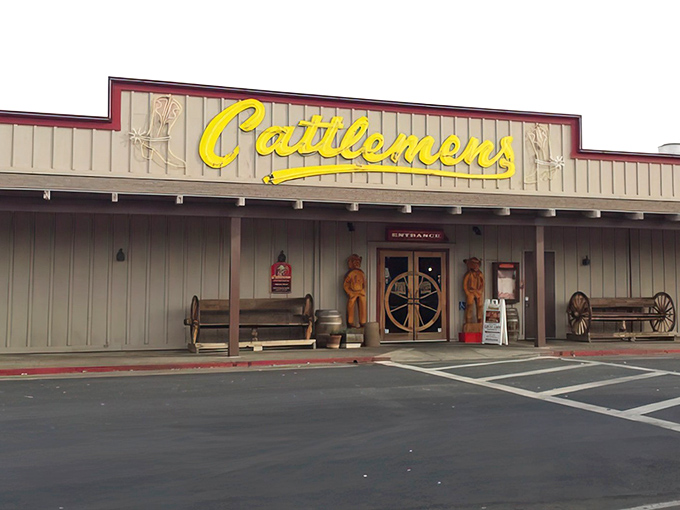 The iconic yellow and red Cattlemens sign beckons hungry travelers like a beacon of hope for carnivores cruising through Selma's farmland.