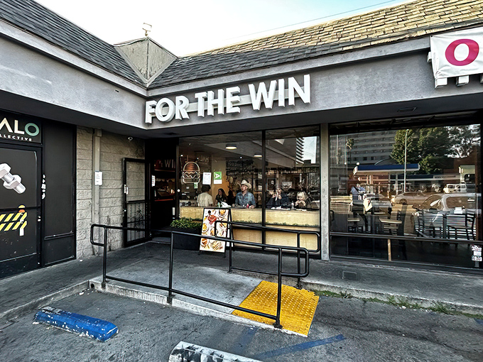 The unassuming storefront belies the culinary treasures within. Like finding a Picasso at a yard sale, For The Win's modest exterior keeps LA's best burger secret… almost.