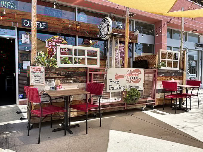 The unassuming wooden facade of Lobster & Beer proves that in Los Angeles, the best treasures often hide in plain sight.