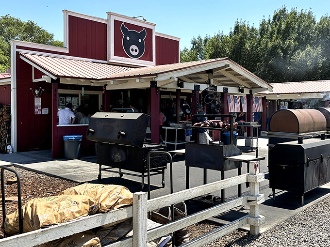 The woodpile outside Copper Top BBQ isn't just for show—it's the secret ingredient that transforms ordinary meat into smoky perfection.