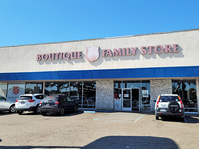 The blue awning beckons like a portal to treasure-hunting paradise. This unassuming storefront houses San Diego's ultimate secondhand wonderland.