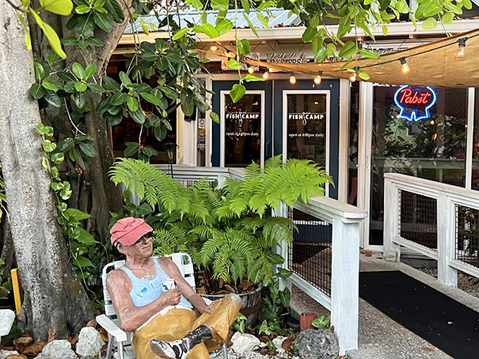 The entrance to Owen's Fish Camp feels like stepping into a Southern novel &ndash; complete with a majestic banyan tree standing guard over seafood paradise.