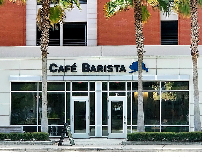 A sleek modern exterior that belies the breakfast wonders within. Caf&eacute; Barista's understated fa&ccedil;ade is like a poker player with a royal flush &ndash; keeping the good stuff hidden.
