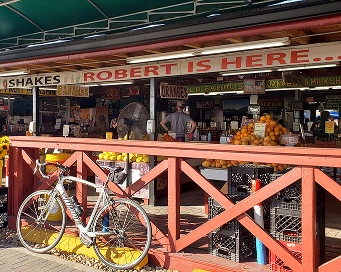 The iconic storefront beckons fruit enthusiasts with its rustic charm and promise of tropical treasures. Florida agriculture at its most authentic.