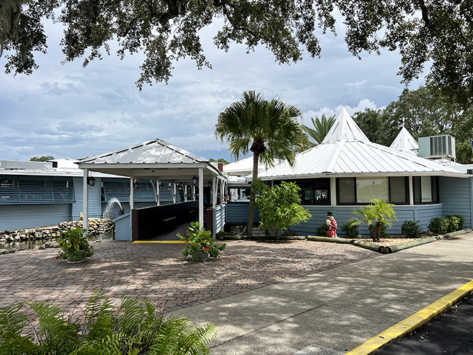 The iconic red signage of Dixie Crossroads stands as a beacon for seafood lovers, promising treasures from the deep that have made this Titusville landmark famous.