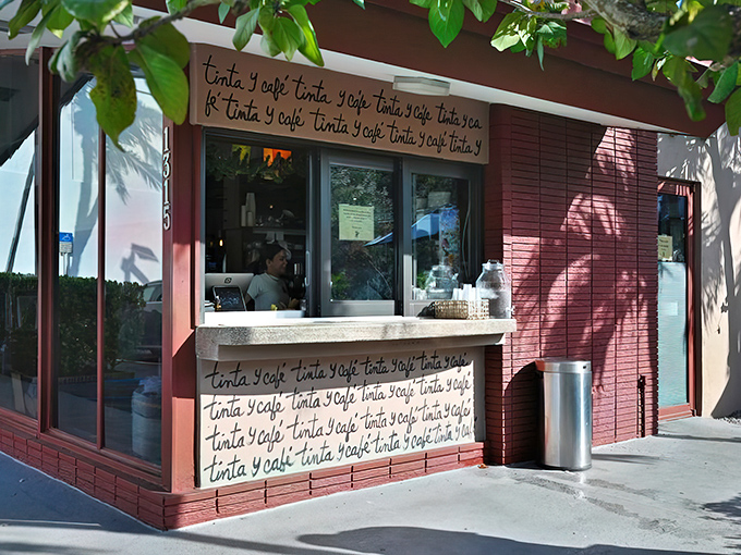 The burgundy exterior of Tinta Y Cafe beckons like a secret handshake among locals, its name repeating across the fa&ccedil;ade like a delicious mantra.