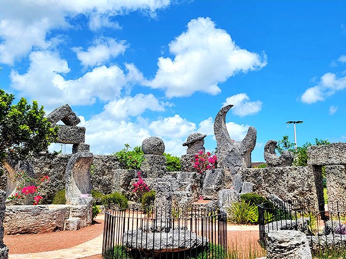 Massive coral formations reach toward the Florida sky, creating a surreal landscape that makes you wonder if you've stumbled onto an ancient alien construction site.
