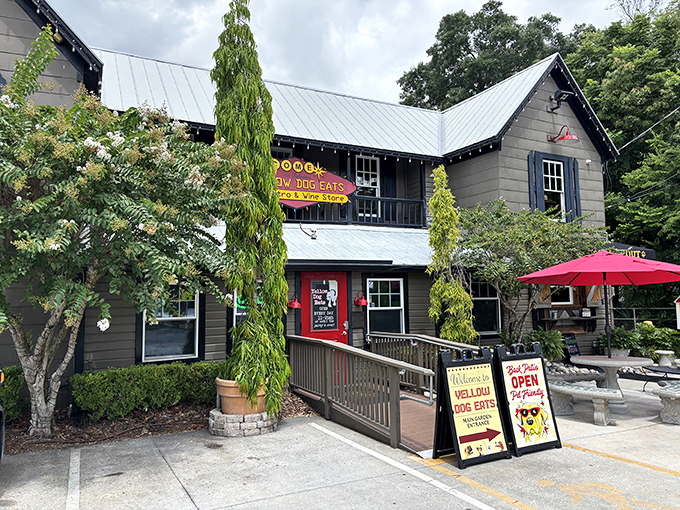 The historic gray building with its cheerful yellow sign beckons like an old friend who happens to make killer BBQ. Welcome to flavor country!