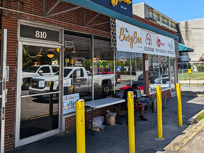 The unassuming brick exterior of Busy Bee Caf&eacute; hides Atlanta's soul food treasure &ndash; like finding the Hope Diamond in a paper bag.