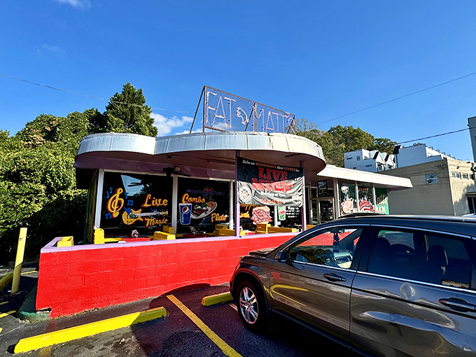 That neon sign isn't just a logo&mdash;it's Atlanta's bat signal for barbecue lovers. Fat Matt's glows like a beacon of smoky promise.v