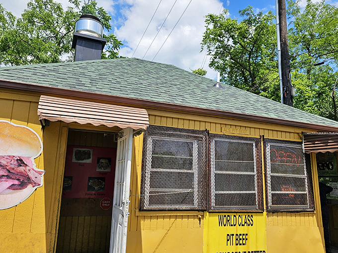 That cheerful yellow exterior might look humble, but it's hiding some of Maryland's most magnificent pit beef treasures.