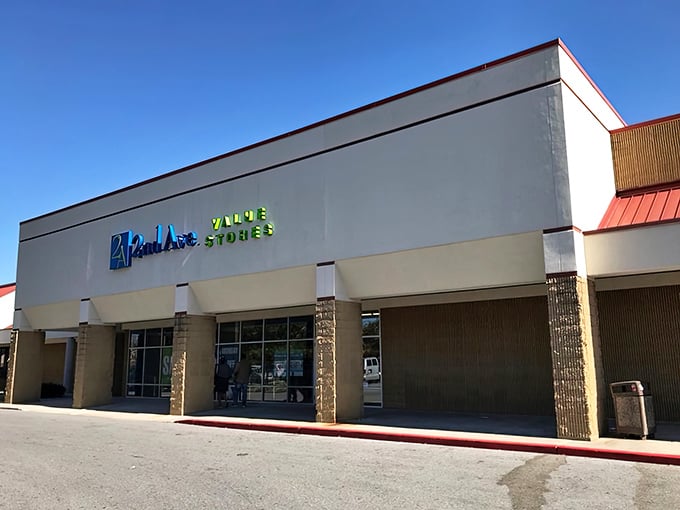 The unassuming exterior of 2nd Ave Thrift Superstore belies the treasure trove within. Like a Vegas casino, there are no windows to distract you from the mission ahead.