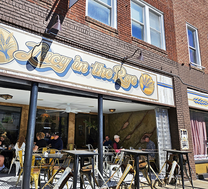 Lucy in the Rye's vintage-style storefront beckons from downtown Sylva like a breakfast beacon, promising culinary delights behind those welcoming doors.