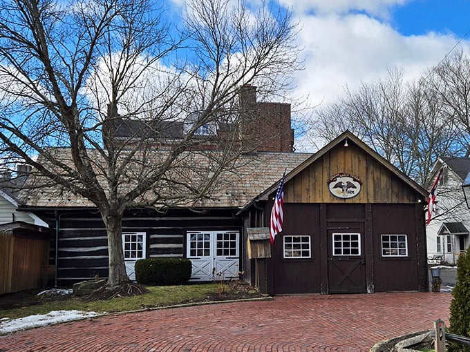 The rustic exterior beckons like a time portal disguised as a restaurant. That brick pathway isn't just leading to dinner&mdash;it's your ticket to the 19th century.