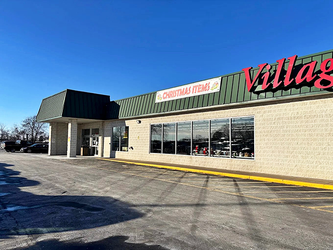The unassuming exterior of Village Discount Outlet in Akron belies the treasure trove within. Like a thrift store speakeasy, only the initiated know what awaits inside.