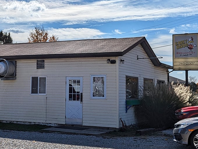 The unassuming exterior of Early Birds Breakfast might not stop traffic, but the license plates in the parking lot tell the real story &ndash; people travel for this food.