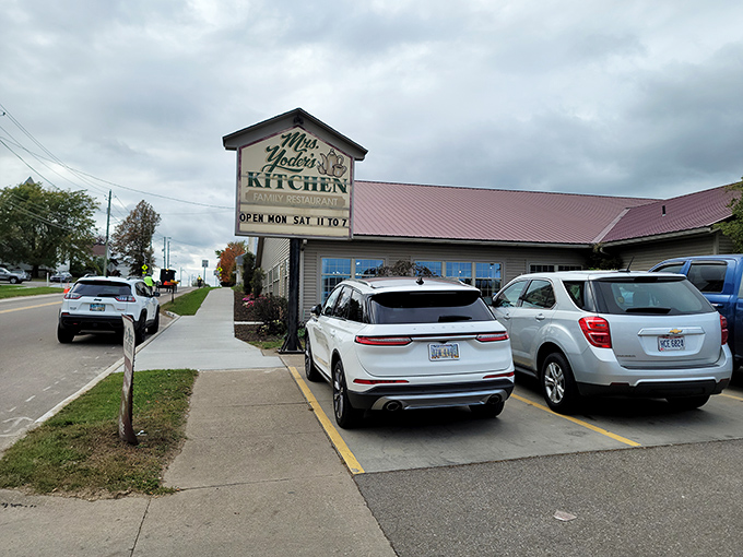 The culinary promised land has a red roof and ample parking. Mrs. Yoder's Kitchen stands as a beacon for hungry travelers in Amish Country.