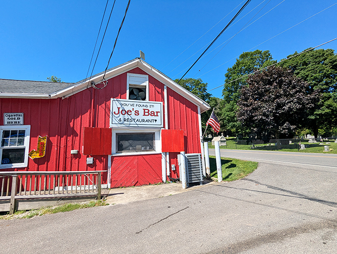 The little red barn that could! Joe's Bar stands proudly on Put-in-Bay, a crimson beacon of comfort food that's worth the ferry ride.
