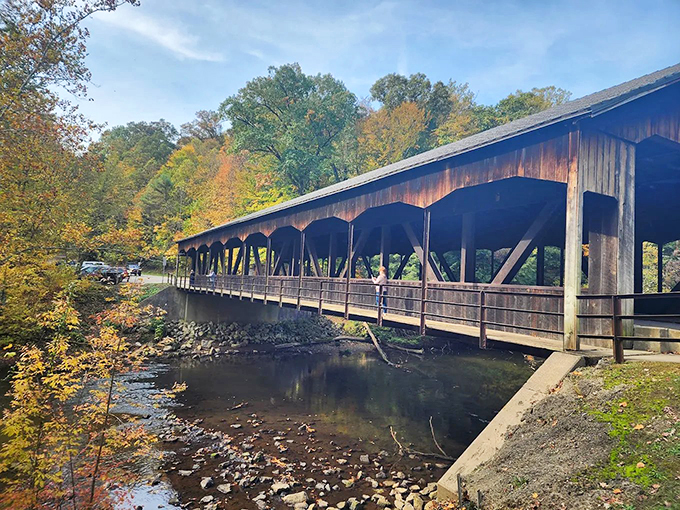 Nature's own staircase &ndash; this hidden waterfall and rustic footbridge create the perfect "am I still in Ohio?" moment that makes Mohican magical.