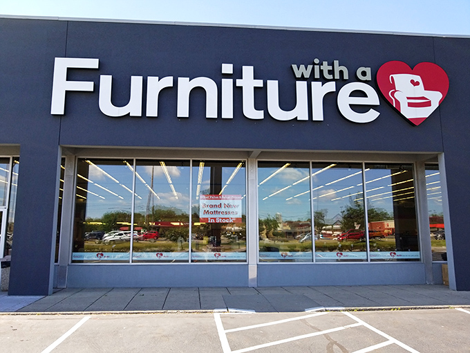 Bedroom paradise awaits! Furniture with a Heart's showroom features neatly organized bed frames, dressers, and nightstands that would make Marie Kondo proud.