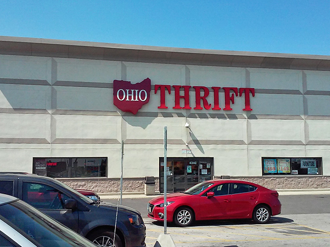 The iconic Ohio-shaped sign welcomes bargain hunters to this treasure trove on West Broad Street. Like a beacon for the budget-conscious shopper.