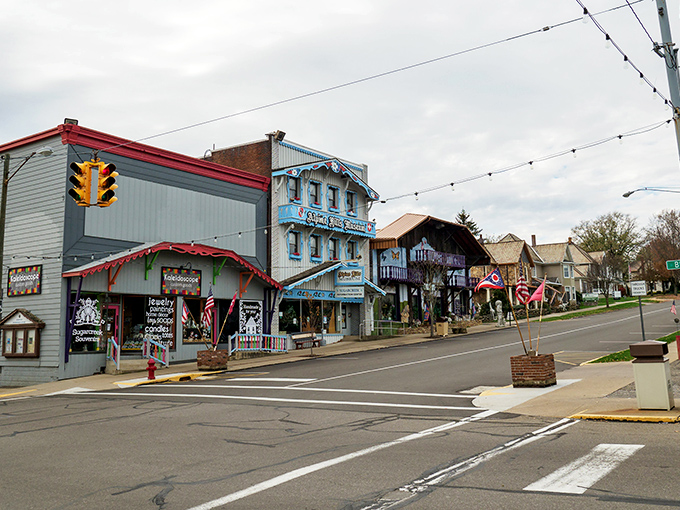 Sugarcreek's charming streetscape looks like a movie set, but it's the real deal. Swiss-inspired architecture transforms this Ohio town into a European postcard come to life.