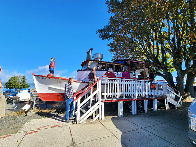 A boat that doesn't float but serves food that soars. Bowpicker's converted gillnet vessel proves the best seafood doesn't always come from restaurants that rock with the waves.
