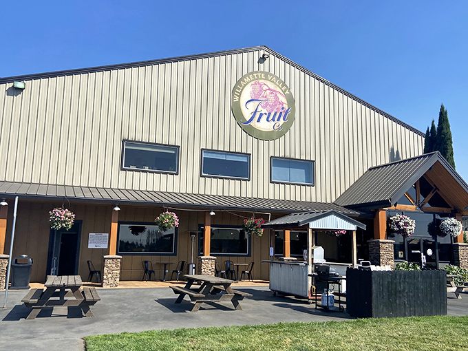 The yellow barn-like exterior isn't just farm-chic architecture&mdash;it's a beacon of berry paradise waiting to transform your dessert expectations forever.