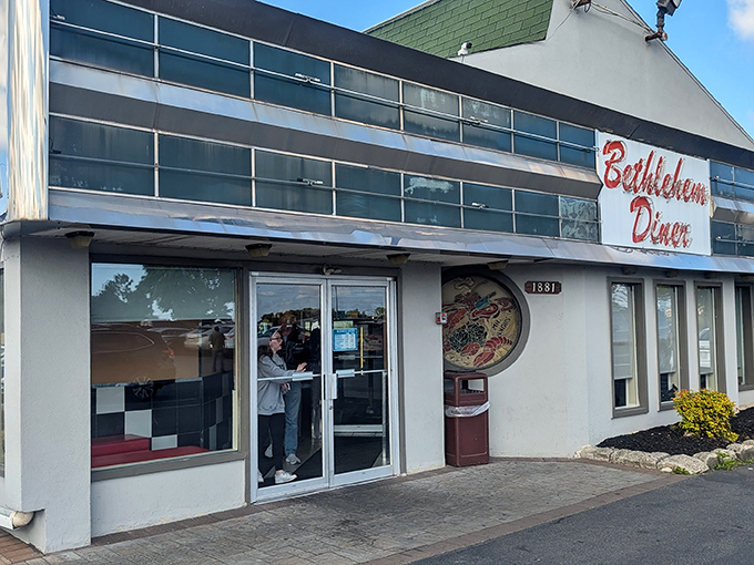 The classic green-roofed exterior of Bethlehem Diner stands as a beacon of breakfast hope for hungry Pennsylvanians seeking their legendary omelets.