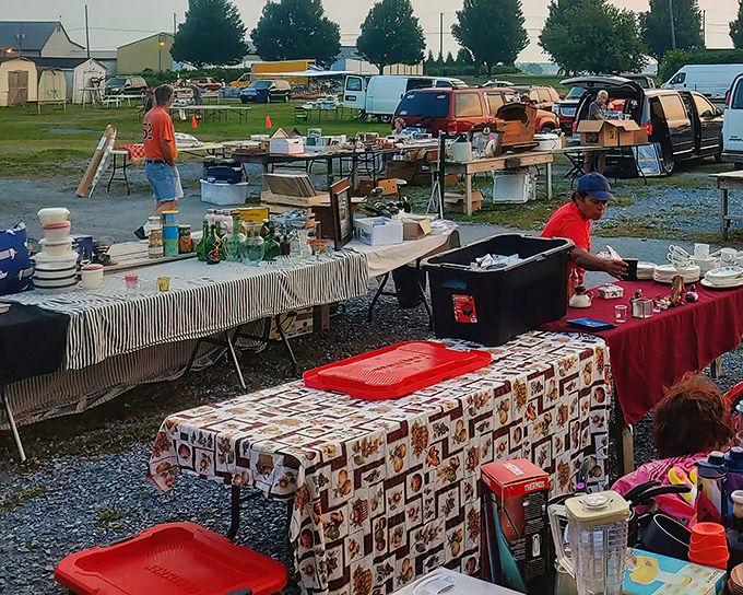 Sports fans rejoice! This sea of team hats and memorabilia is where allegiances are displayed and rivalries are temporarily set aside in the shared joy of finding that perfect team gear.