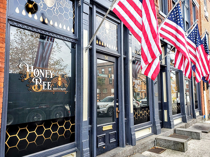 The Honey Bee's storefront practically buzzes with welcome&mdash;honeycomb-patterned windows and proud American flags invite you into this Gettysburg gem.