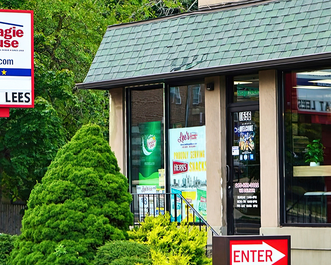 The unassuming green-trimmed exterior of Lee's Hoagie House stands as a beacon to sandwich lovers. Behind that modest fa&ccedil;ade lies hoagie heaven waiting to be discovered.