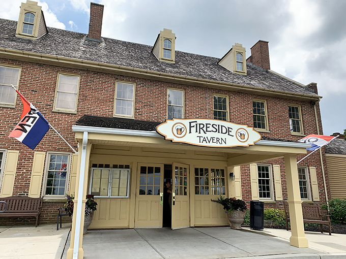 The historic brick façade of Fireside Tavern welcomes you like an old friend who happens to make the best prime rib in Pennsylvania.