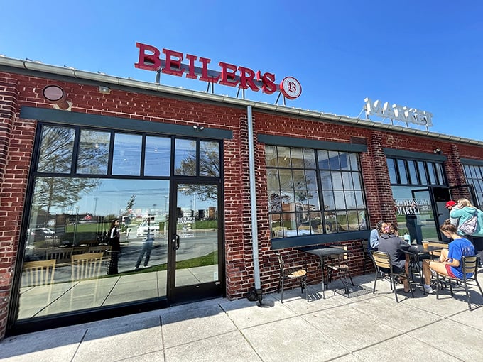 The brick facade of Beiler's beckons like a lighthouse for the sugar-deprived. That red sign might as well say "Abandon diets, all ye who enter here."