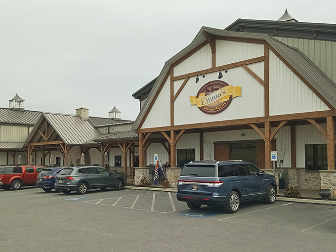 The barn-inspired architecture of Lapp Valley Farm welcomes visitors with its distinctive cupolas and wooden beams, blending traditional Amish craftsmanship with modern comfort.