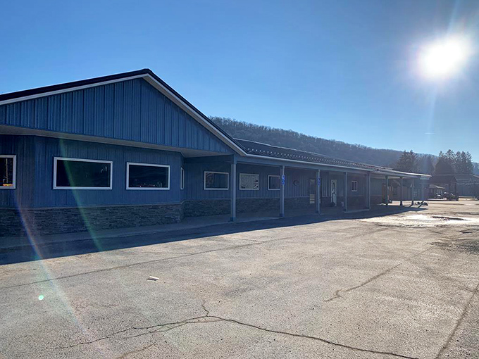 The blue exterior of Kaytee's stands against the Pennsylvania mountains like a beacon of comfort food in Potter County.