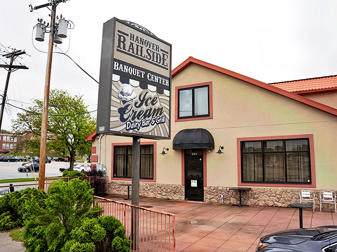The distinctive orange roof of Hanover Railside Family Diner stands out like a beacon for hungry travelers. Pennsylvania comfort food has found its perfect home.