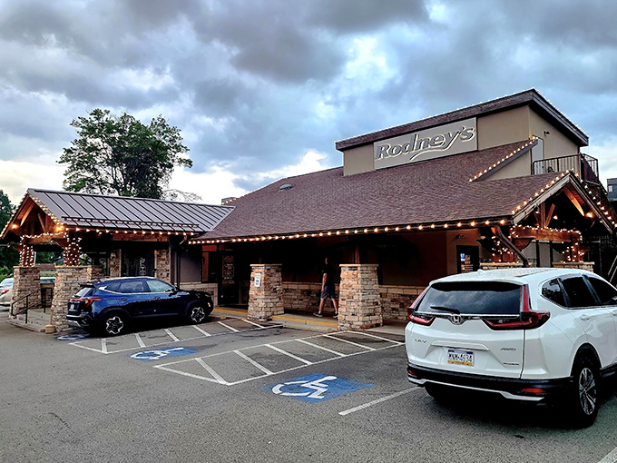 Rustic stone pillars and timber beams welcome you to Rodney's, like a mountain lodge that somehow perfected Italian cuisine.