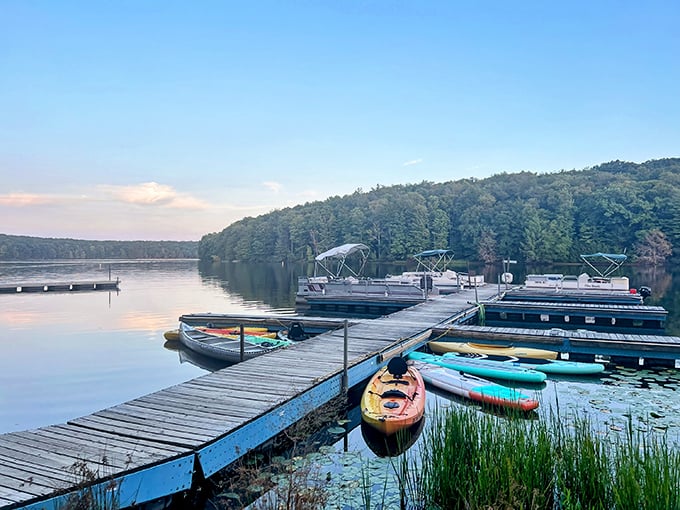 Marina magic at its finest! Boats dot the shoreline while Glendale Lake stretches toward the horizon, inviting adventurers to explore its 26 miles of pristine Pennsylvania shoreline.