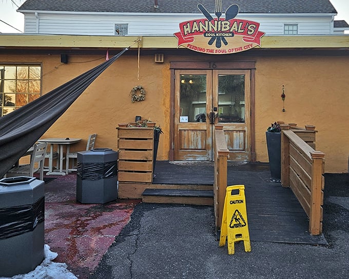 The unassuming yellow exterior of Hannibal's Kitchen might fool you, but locals know this modest facade hides Charleston's soul food royalty.