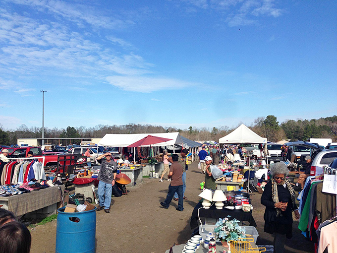 The treasure hunter's paradise stretches before you like a retail mirage, with tables and tents beckoning under that perfect Carolina blue sky.