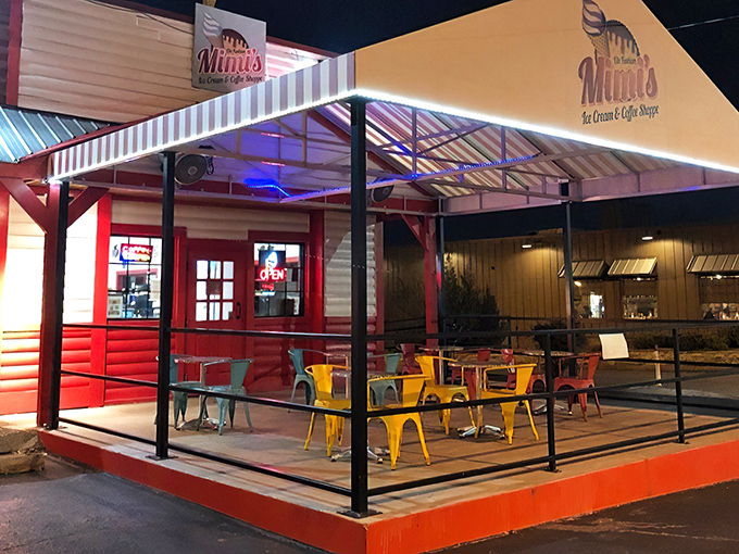 The red exterior of Mimi's isn't just eye-catching&mdash;it's practically a siren song for your sweet tooth. Those colorful chairs are waiting for you.