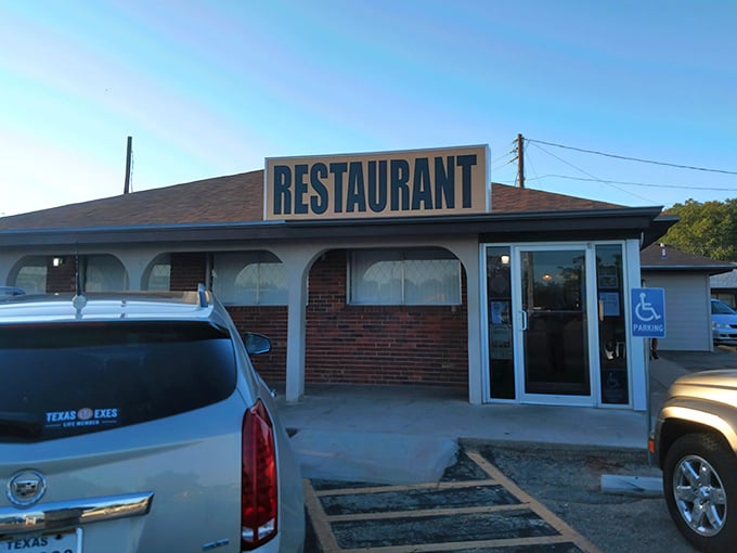 The sign says it all &ndash; just "RESTAURANT." When your chicken fried steak speaks this loudly, you don't need fancy marketing gimmicks.