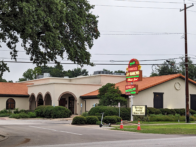 With its terracotta roof, arched entryways, and retro neon sign, this Austin staple is a feast for the eyes before the plate.
