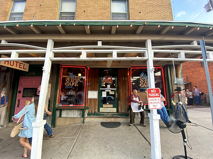 The unassuming entrance to Star Cafe promises no frills, just honest-to-goodness Texas cooking that's been satisfying locals for generations.