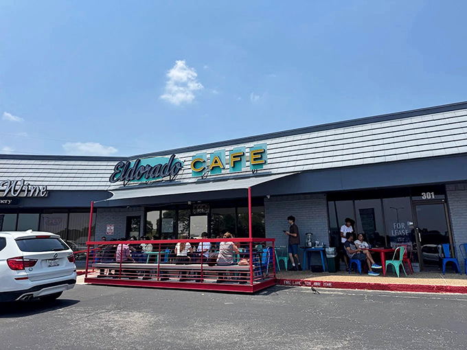 The turquoise sign beckons like a desert mirage, but this Eldorado delivers actual gold in the form of Tex-Mex treasures.