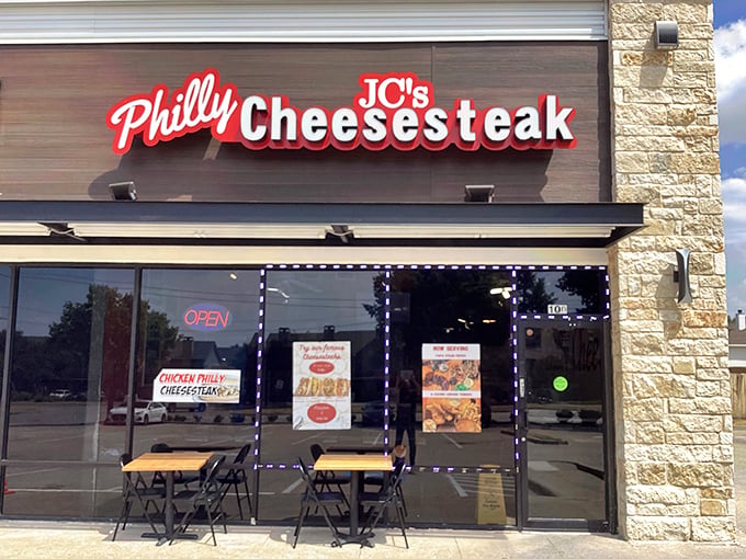 The unassuming storefront that houses culinary magic. Like finding a diamond in a strip mall, JC's red sign beckons hungry Texans from miles around.