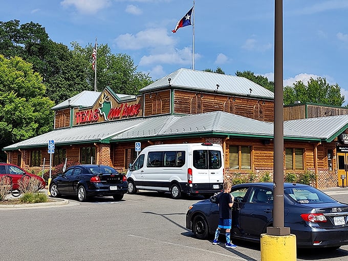 Where rustic charm meets serious meat business. The Texas and American flags proudly wave over this wooden temple to carnivorous delights.