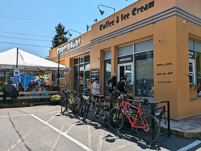 The sunshine-yellow exterior of Crossroads isn't just a building&mdash;it's a mood-altering device disguised as a coffee shop. Richmond's happiest corner beckons.